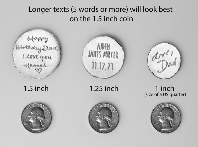 Personalized Handwriting Pocket Coin, Custom Pewter Memorial Token or ...