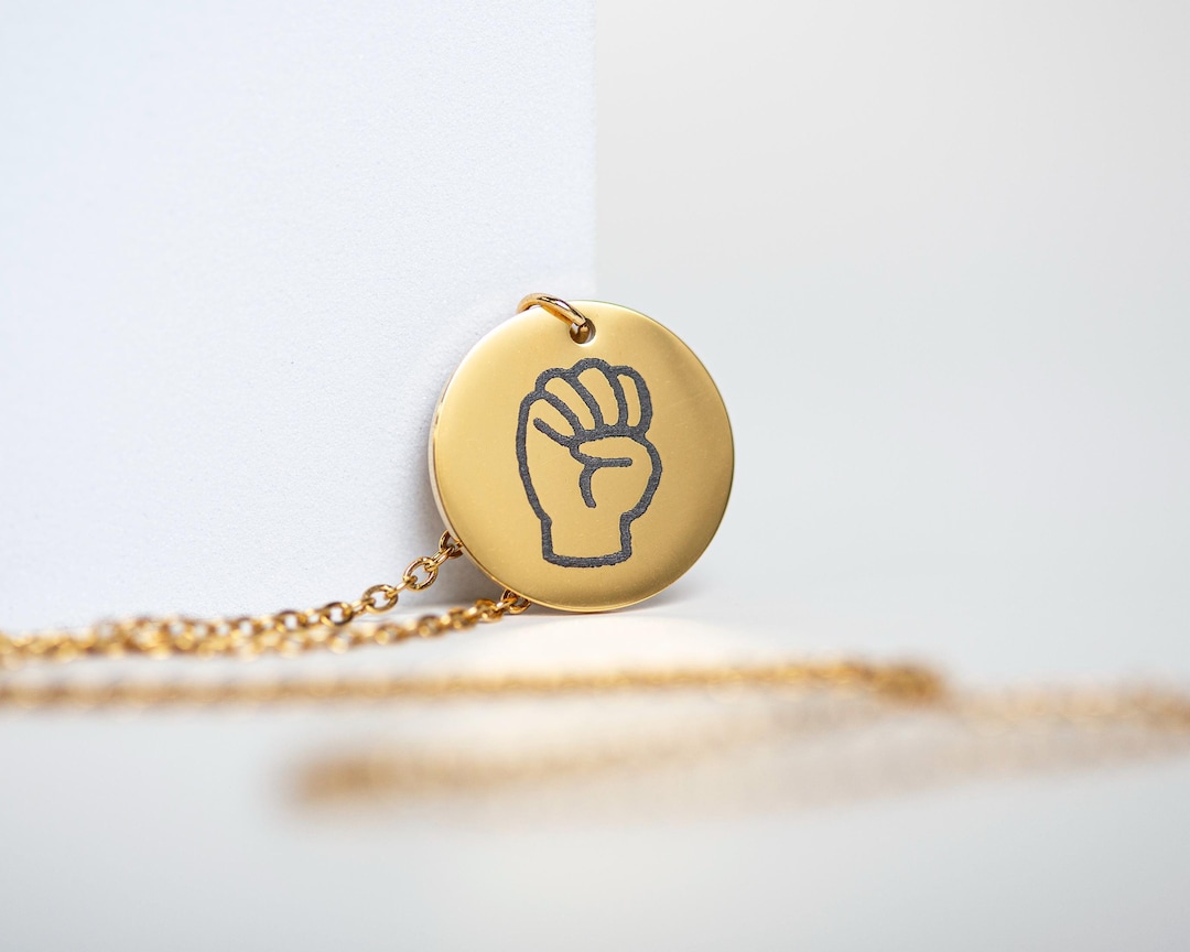 ASL Initial Pendant Necklace, Sign Language Alphabet Jewelry in Gold ...