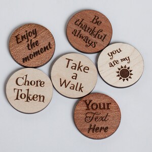 Personalized Wood Coin, Engraved Wooden Coin, Wood Tokens, Personalized ...