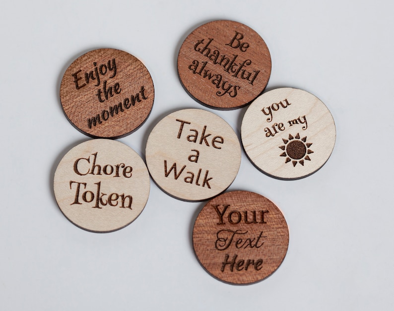 Personalized Wood Coin Engraved Wooden Coin Wood Tokens - Etsy