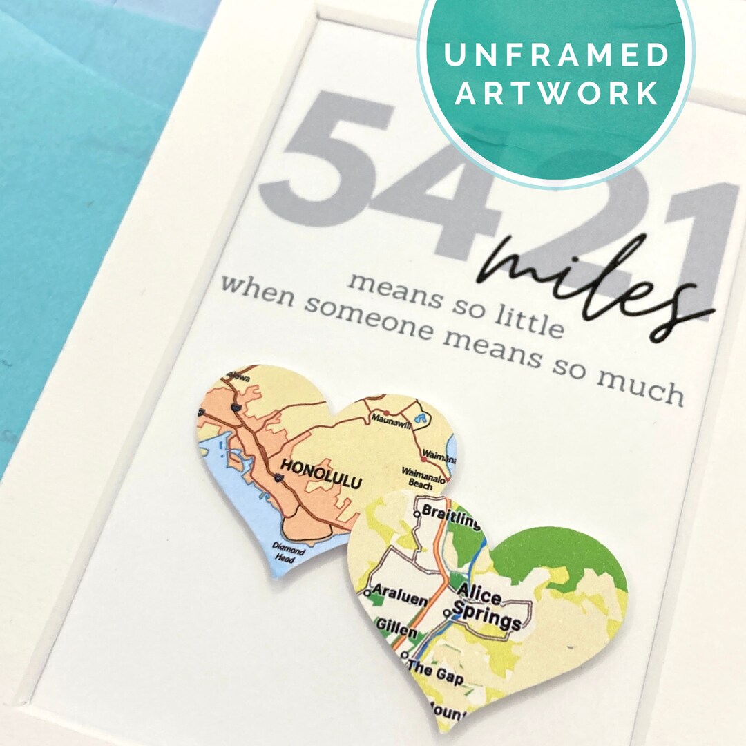 Distance Means so Little, a Long Distance Relationship Gift. TWO Hearts ...