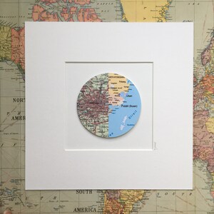 Custom Two Location Map Circle Artwork, Unframed - Etsy