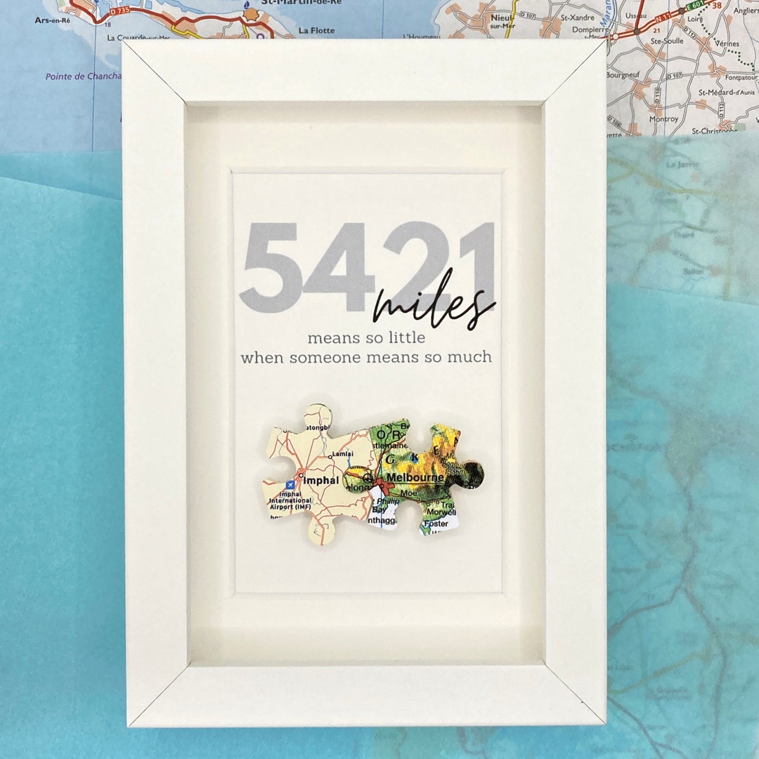Personalized Long Distance Map Art: Miles, Two Locations, Framed - Etsy