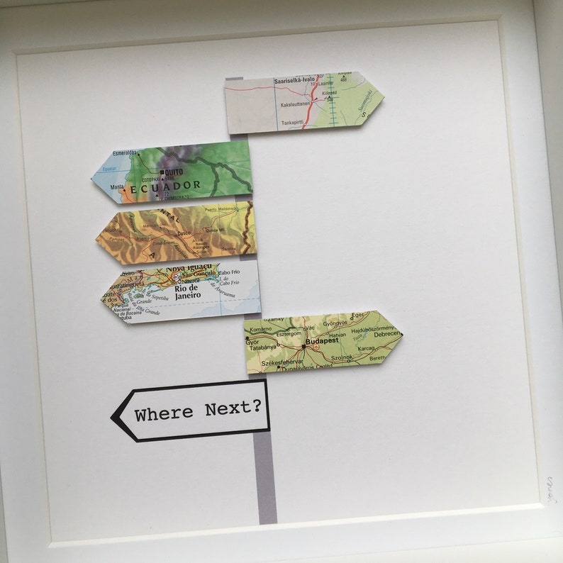 Personalized World Travel Map Art: Signpost Memory Gift (UNFRAMED) - Etsy