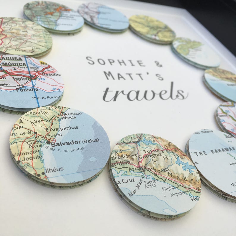Personalized Travel Map Art: 11 World Locations (unframed) - Etsy