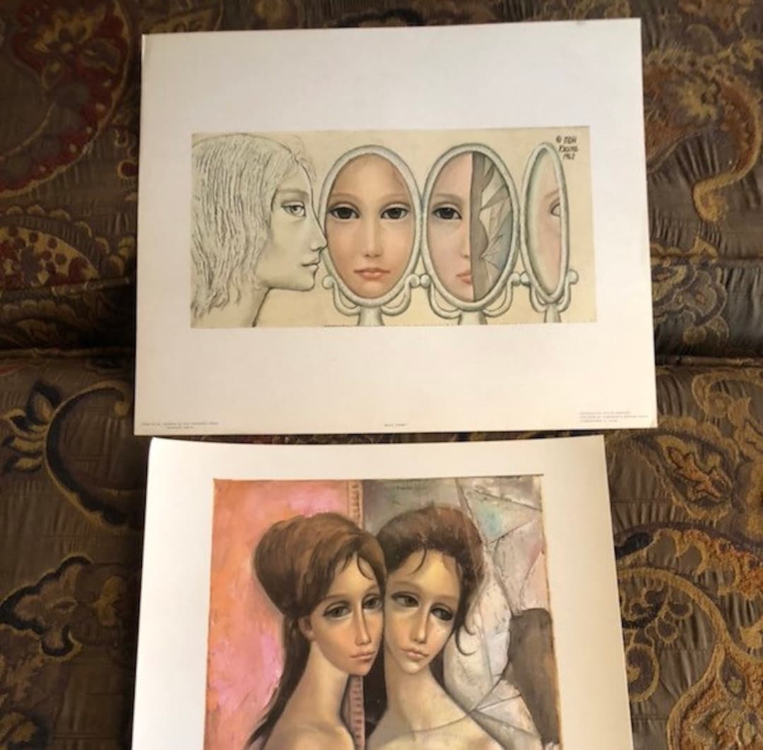 2 Margaret Keane Lithograph Prints Big Eyes 1960’s Midcentury Pop Art ...