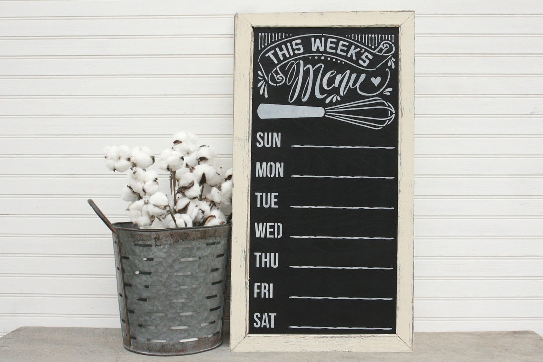 Rustic Kitchen Sign Chalkboard Menu Weekly Meal Planner - Etsy