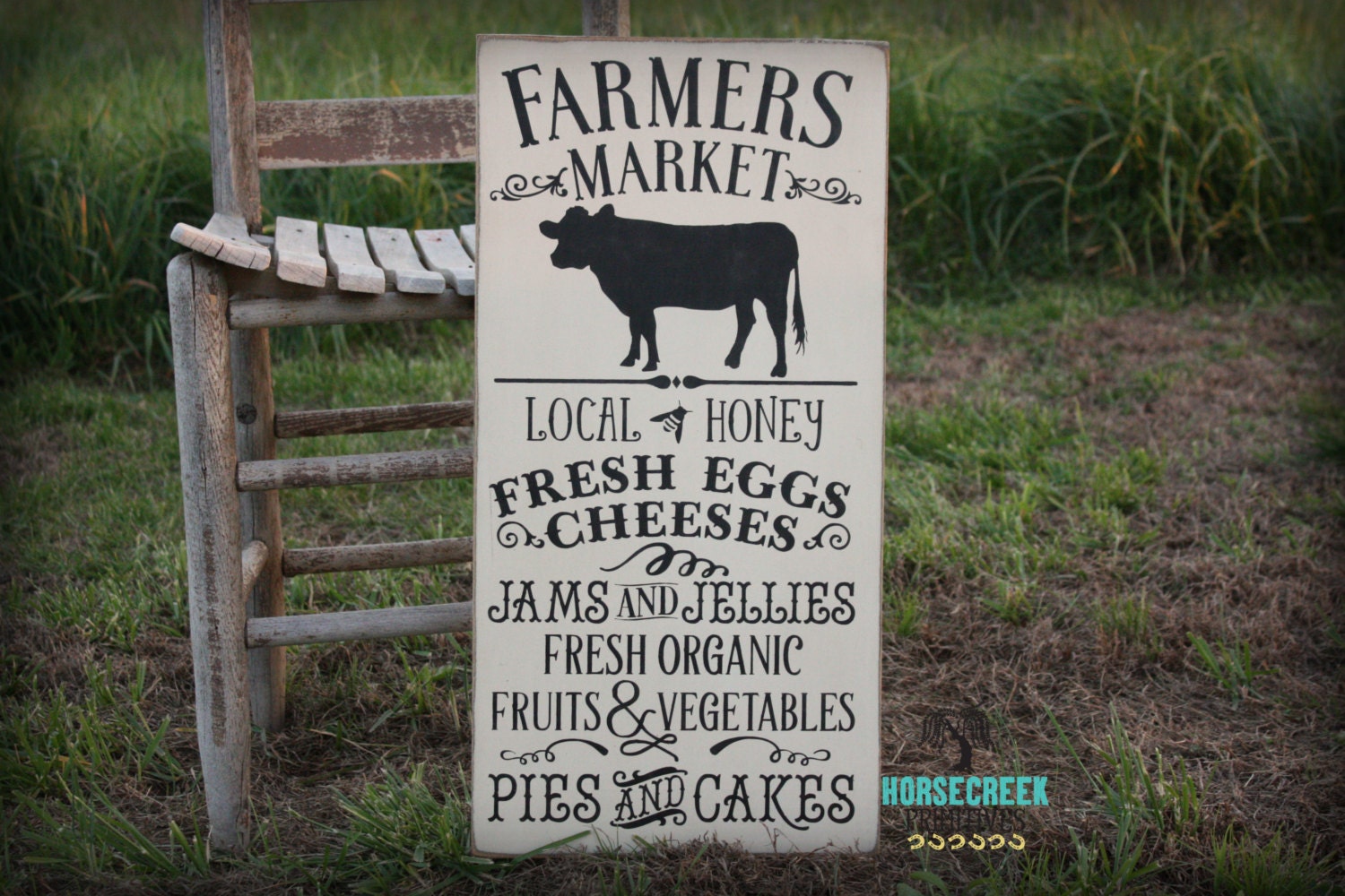 Farmers Market Sign Farmhouse Wood Sign Decor Cow Wall Decor - Etsy