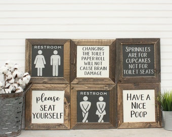 Bathroom Mini Sign - Etsy
