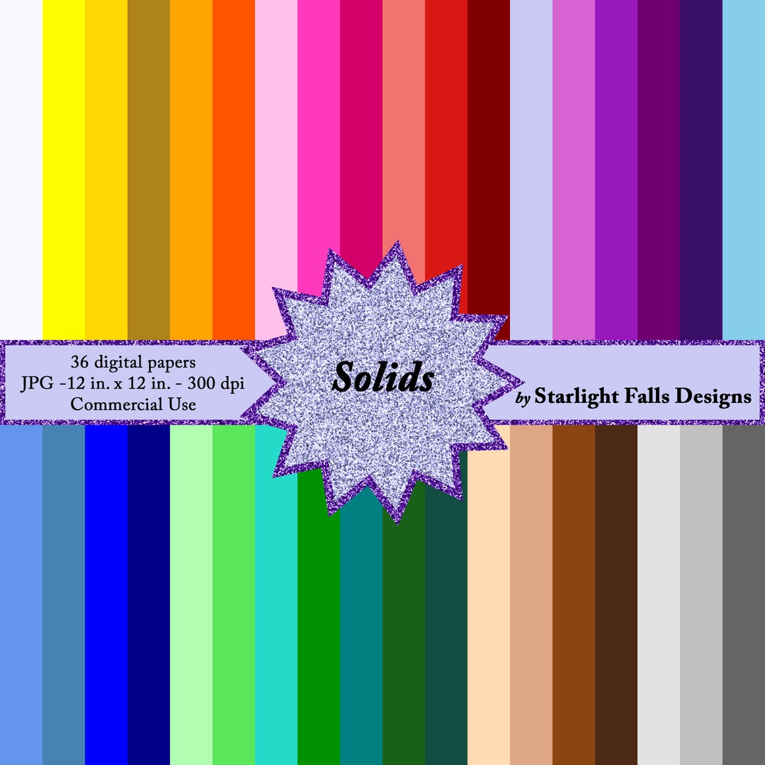 36 Rainbow Solid Color Digital Paper Pack Instant Download - Etsy