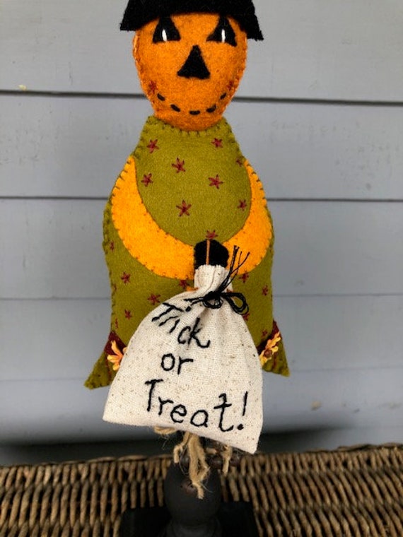 Sewing Patterns Penny Pumpkin Halloween Wool Felt Applique Stuffy ...