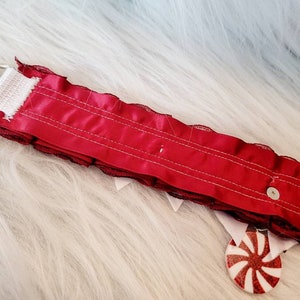 Peppermint Red and White Holiday Christmas Choker Collar Adjustable Satin Lined - Etsy