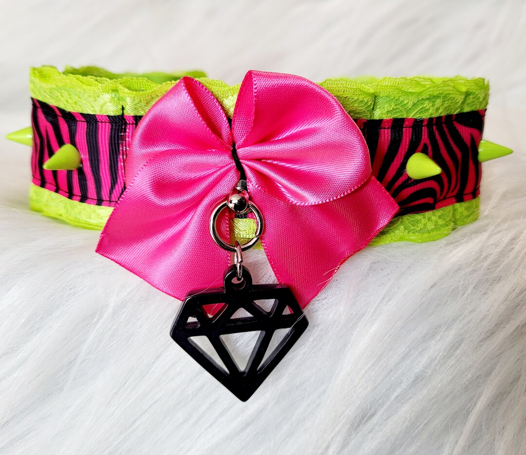Neon Scene Kid Choker Collar | Nekomimi Kitty Cosplay Accessory, Emo ...