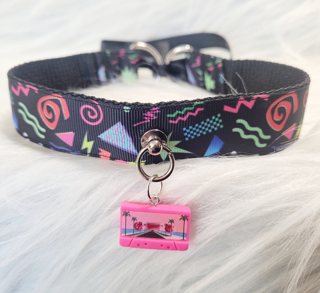 80s 90s Retro Choker Necklace Kitty Collar, Neko Cosplay, Cassette Tape ...
