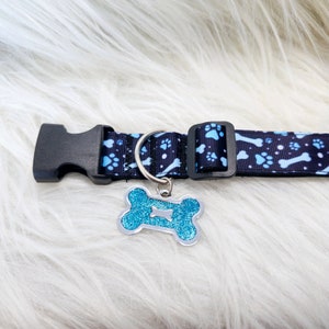 Blue and Black Bone Choker Collar | Cute Blue Metal Glitter Bone and ...