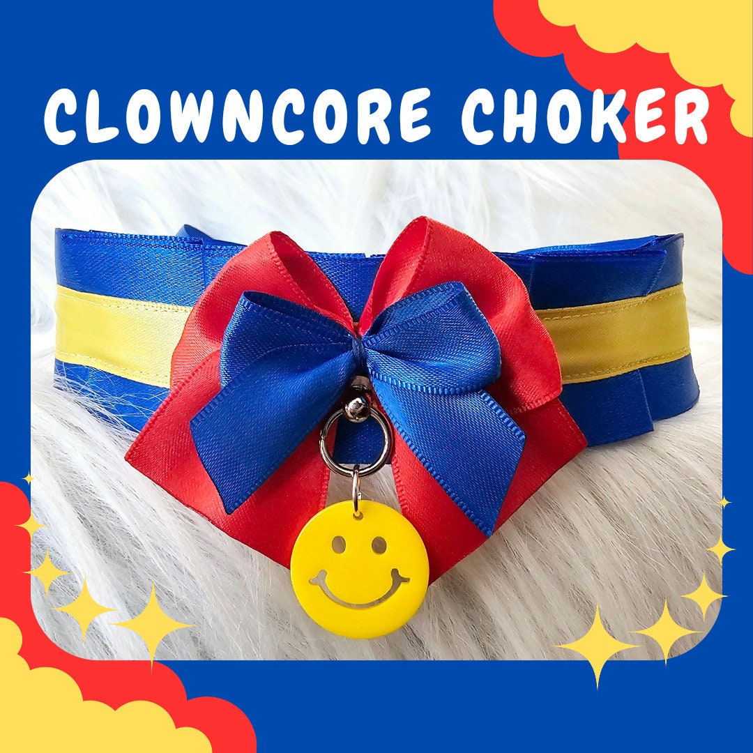Colorful Clowncore Choker - Smile Face Cosplay Nekomimi Collar - Etsy