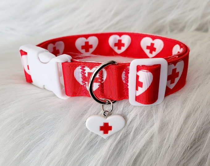 Red and White Hospital Heart Choker Collar for Nurse and Medical ...