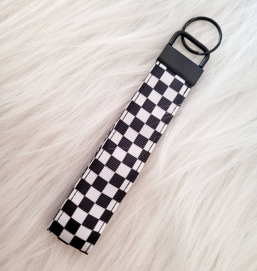 Emo Checkerboard Keychain Wristlet Black and White Checker Egirl ...