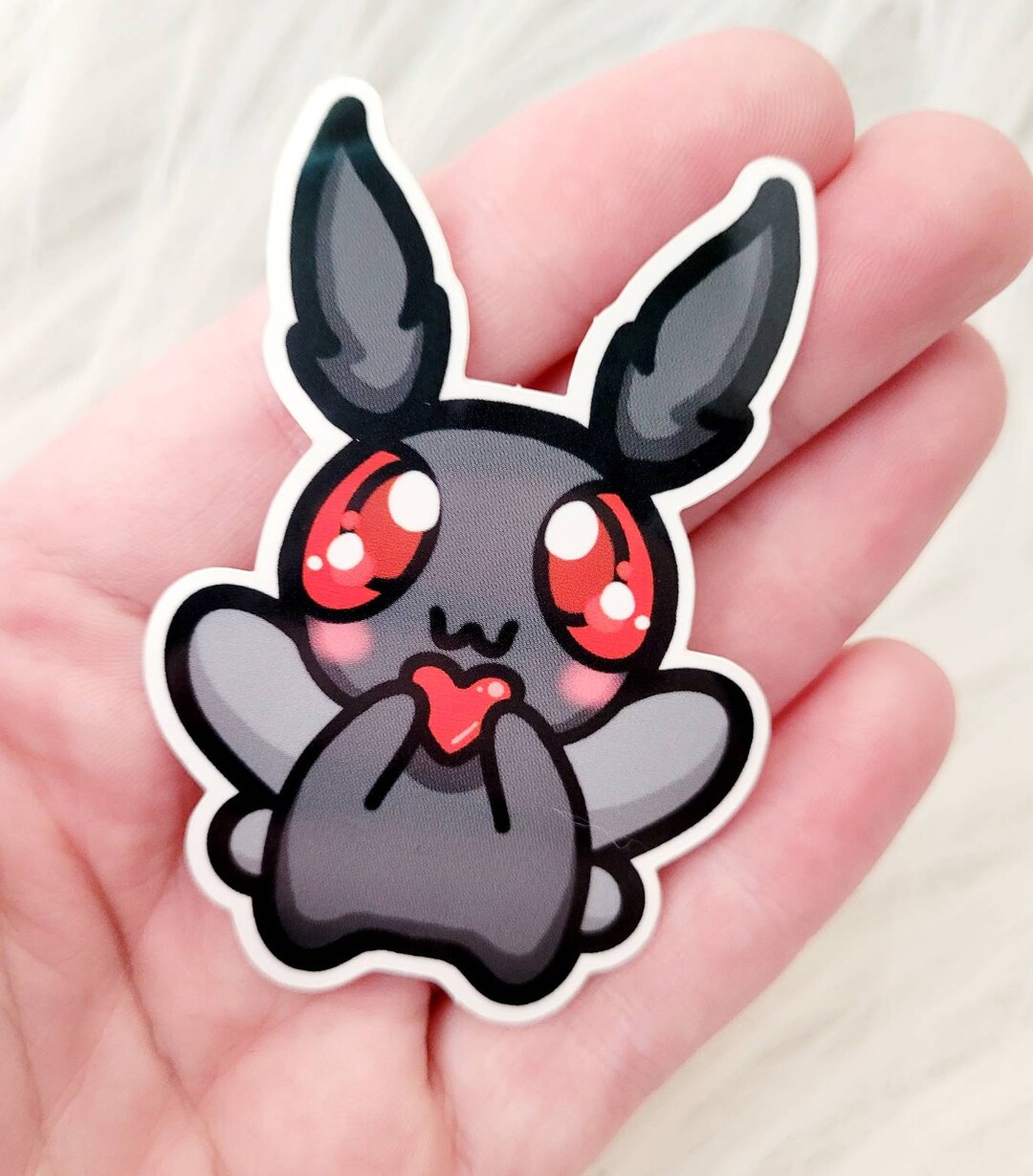 Kawaii Chibi Mothman With a Heart Vinyl Sticker -cryptid Sticker for Journal Waterproof Water ...