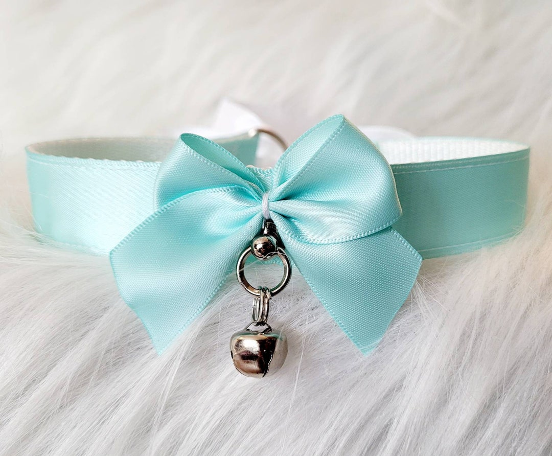 Aqua Blue Bow Satin Kitty Collar Sea Blue Ocean Choker Necklace Gift - Etsy
