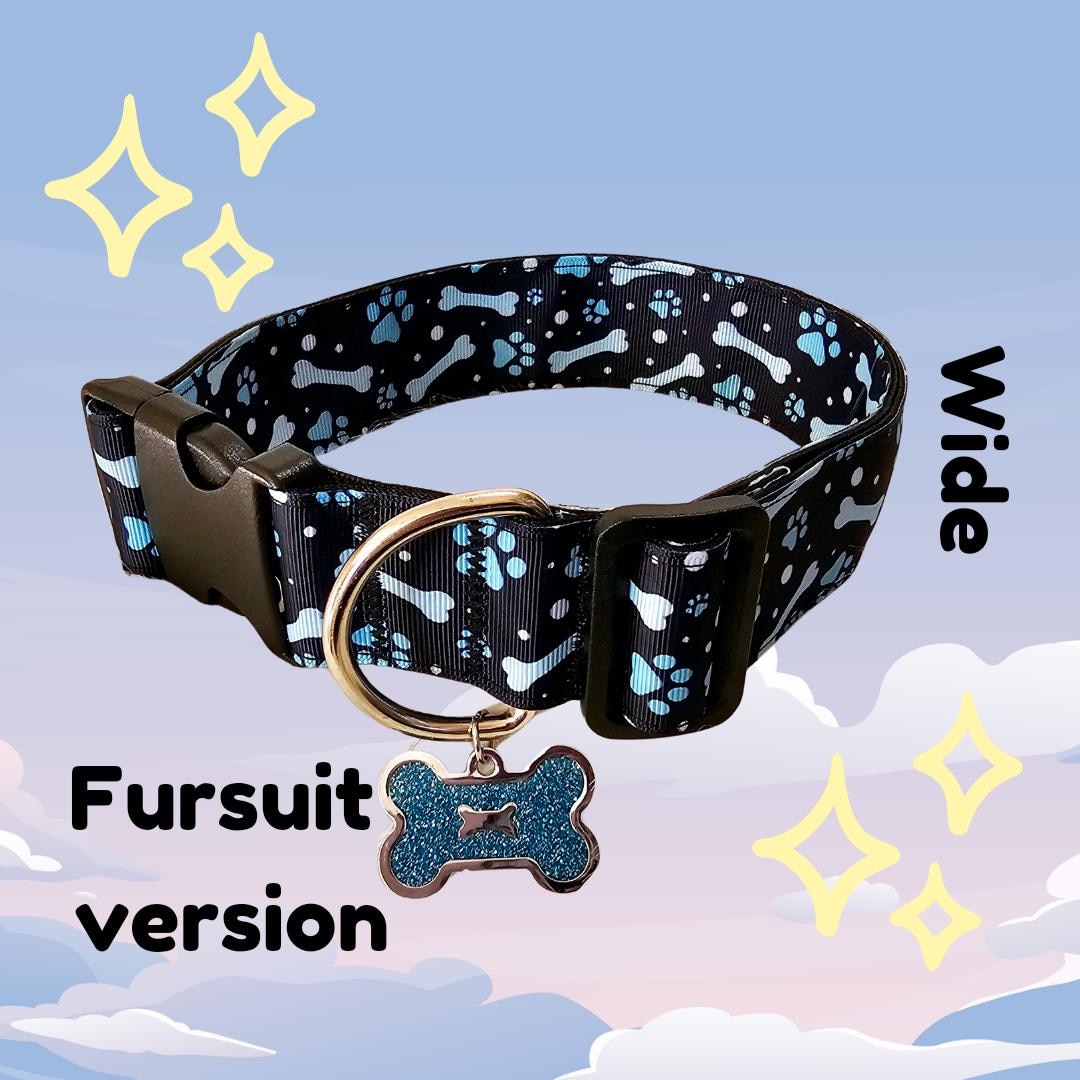 Fursuit Collar Blue and Black Bone | Gothic Wolf, Furry Collar, Wolf ...