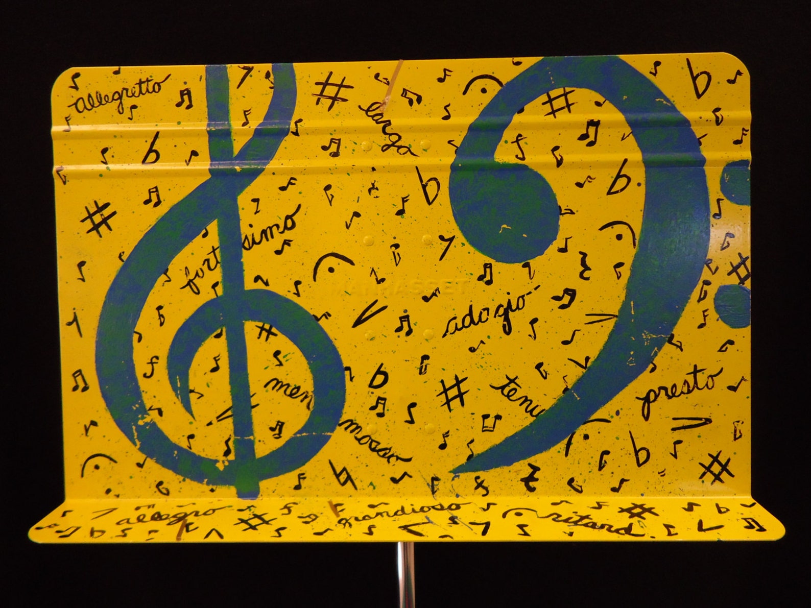 Painted Metal Music Stand With Abstract Treble and Bass Clef - Etsy