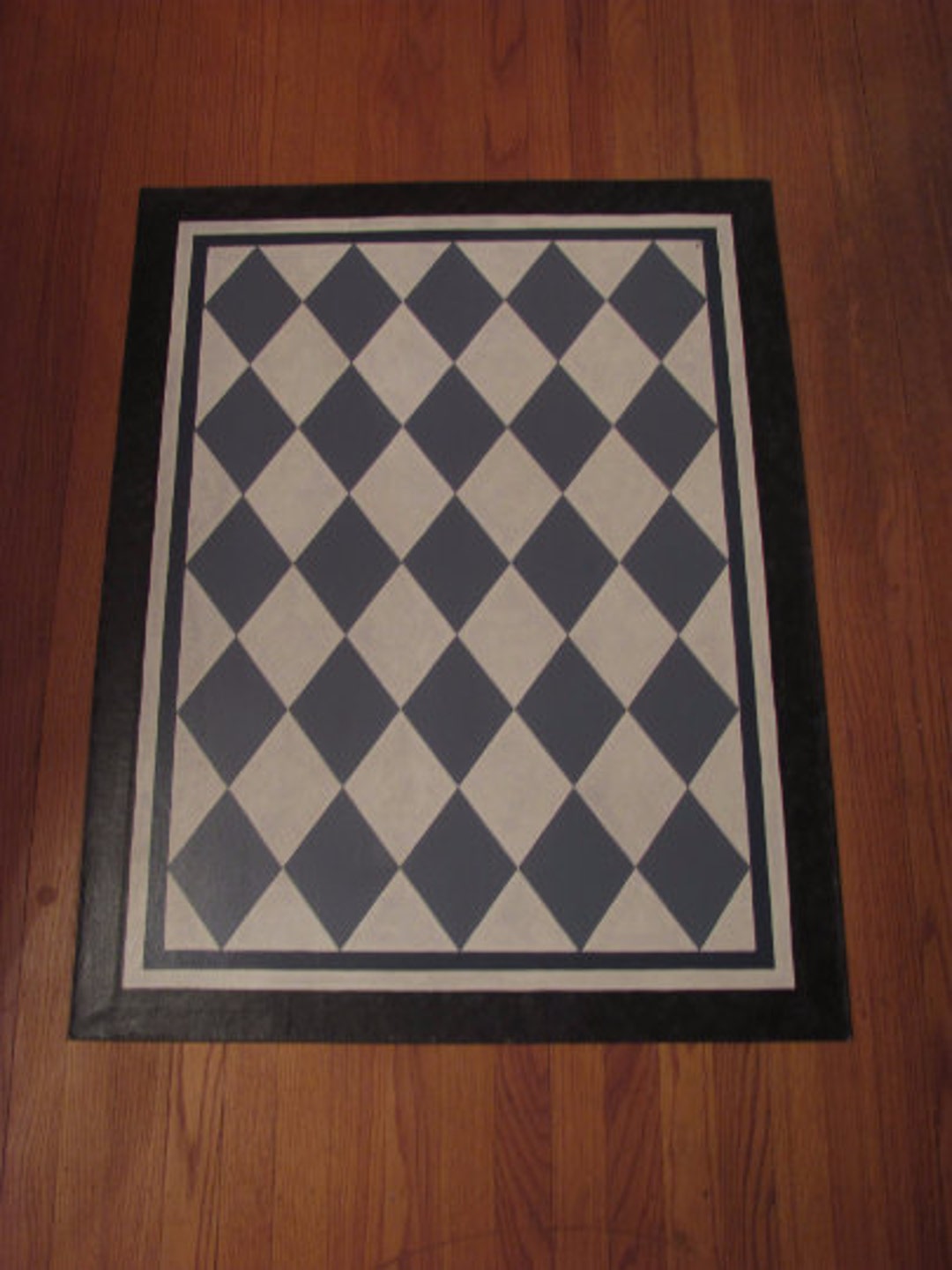 Painted Canvas Colonial Floorcloth With Diamond Design - Etsy