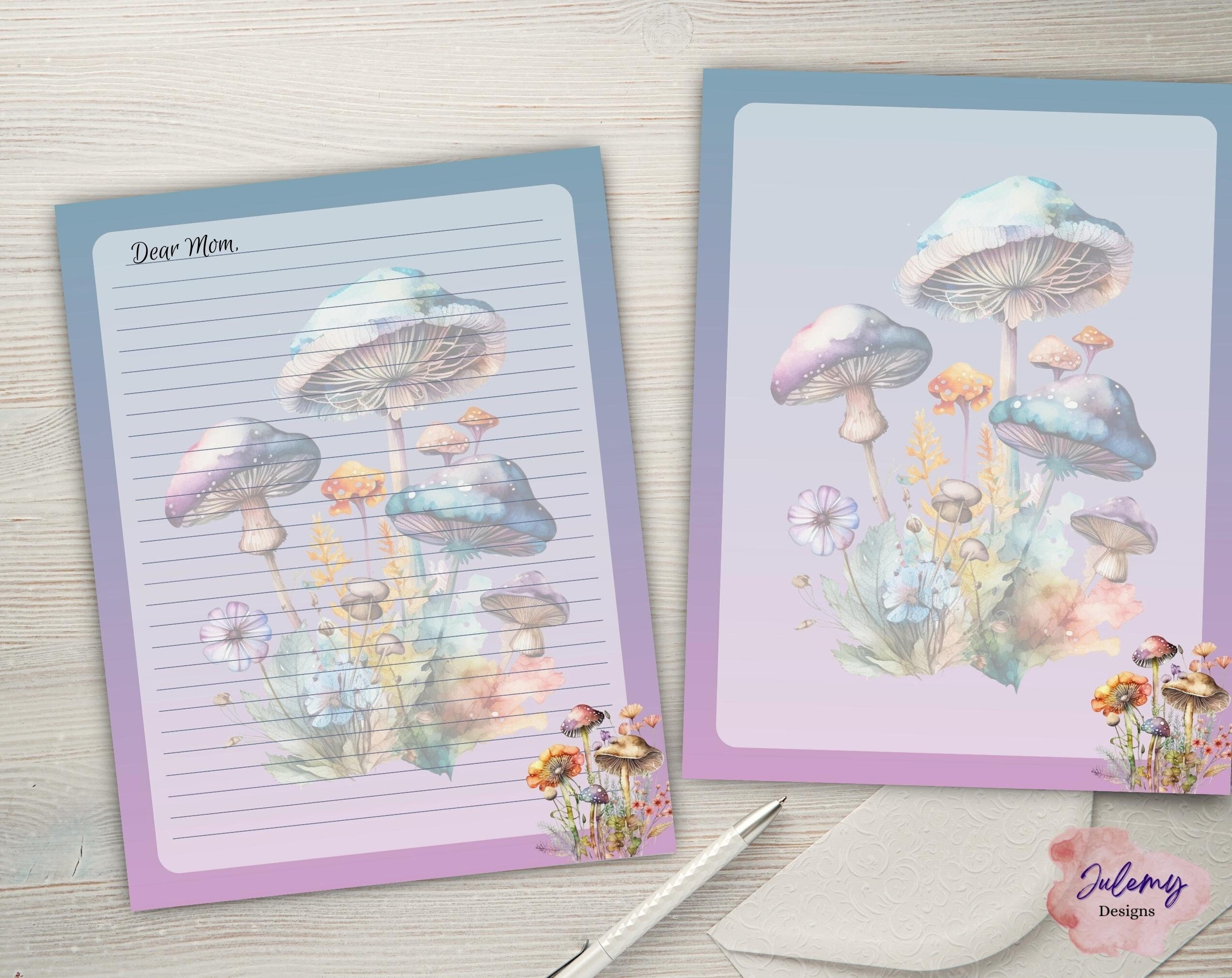 Fantasy Mushroom Watercolor Mushroom Stationery Printable - Etsy