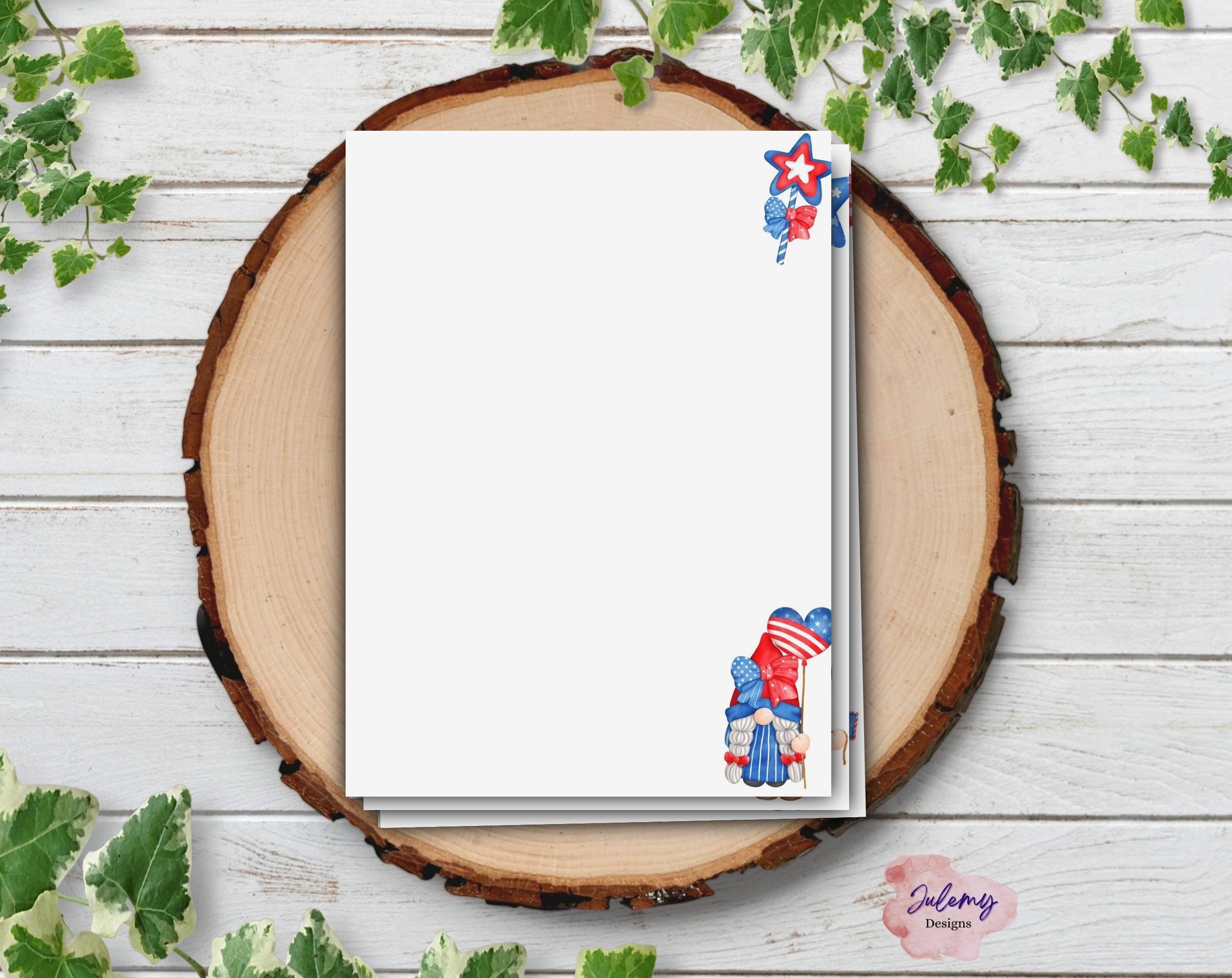 4th of July Gnome Stationery, Printable Stationery, Instant Download ...