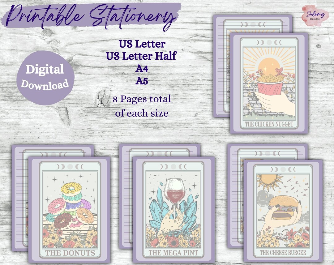 Food Tarot 1 - Funny Food Tarot Card Stationery, Printable Stationery ...