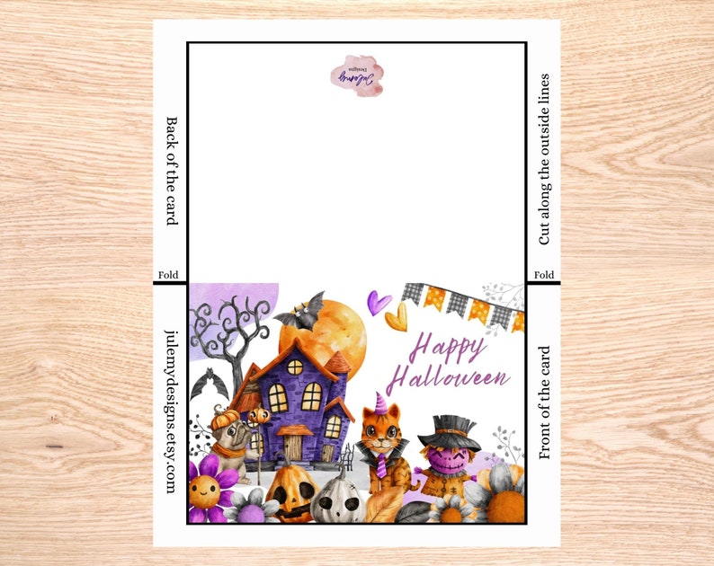 Cute Halloween Cards, Halloween Card, 5x7 Printable Card, 7x5 Printable ...