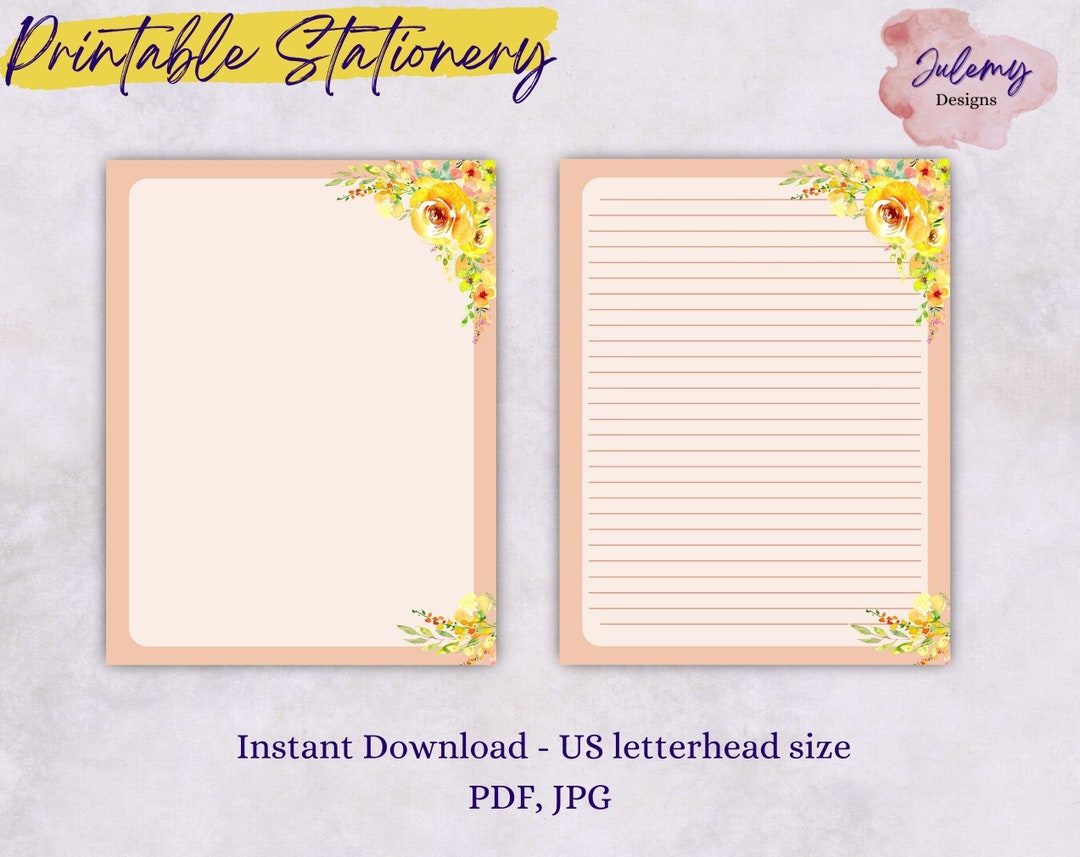 Texas Rose Stationery, Printable Stationery Set, Instant Download Paper ...