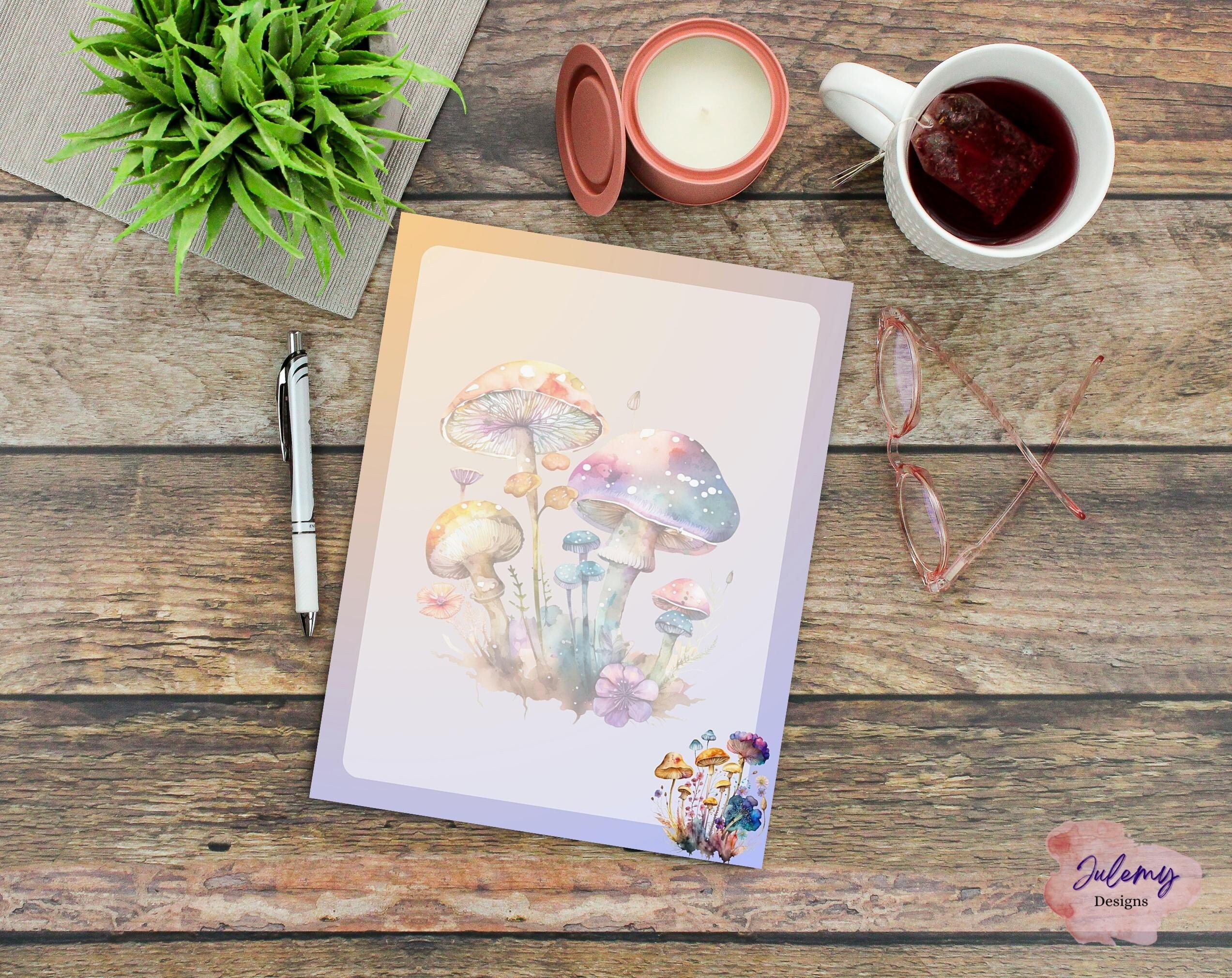 Fantasy Mushroom Watercolor Mushroom Stationery Printable - Etsy