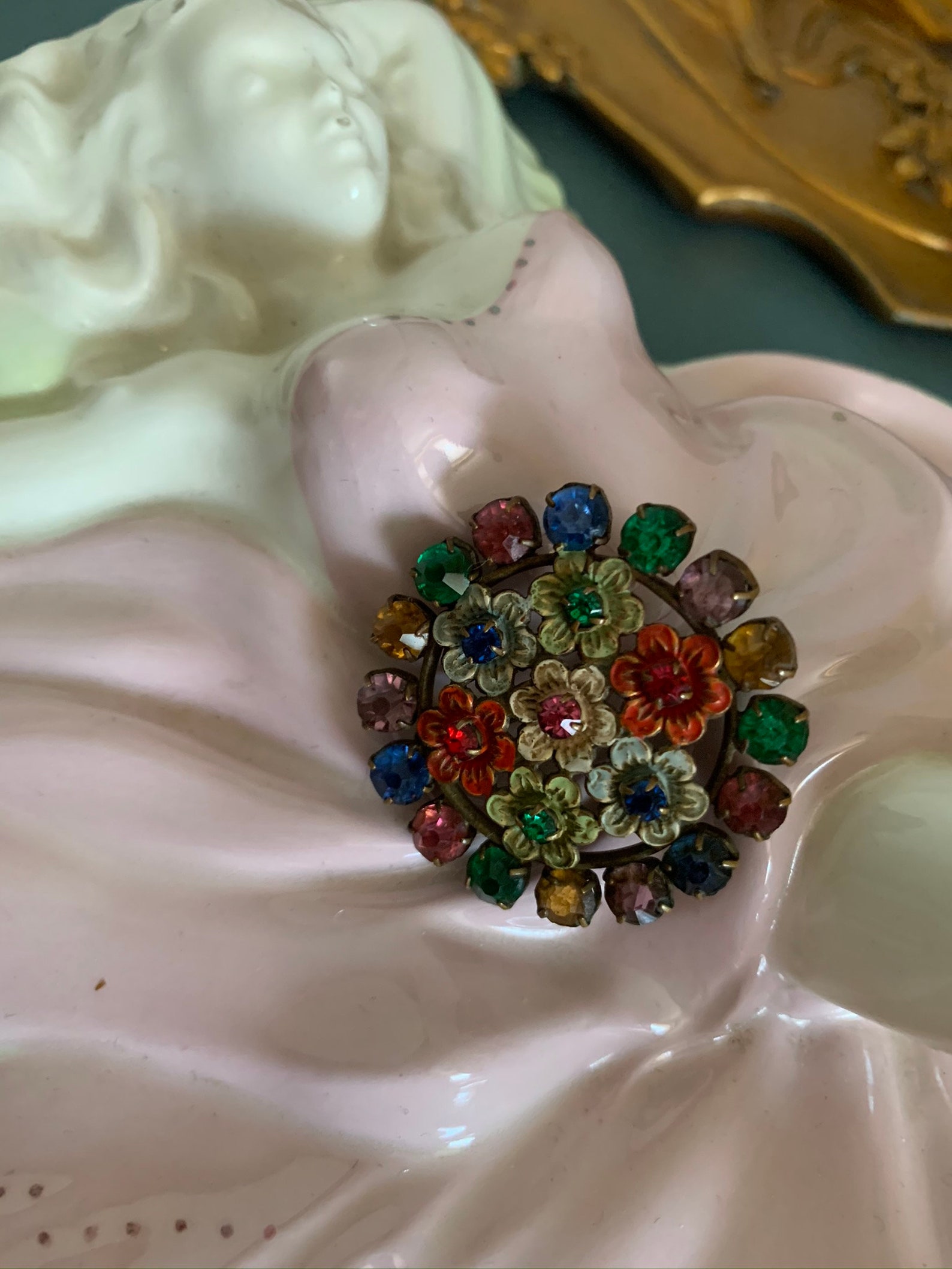 VINTAGE PIN Czech Brooch Multi Colour Paste Stones Floral | Etsy