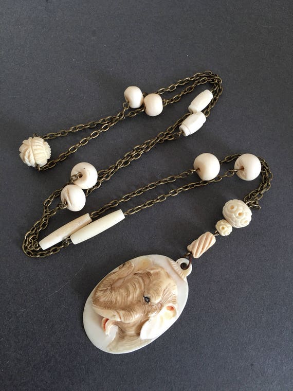 Vintage Antique Pendant Art Deco Animal Pendant Bone Hand - Etsy