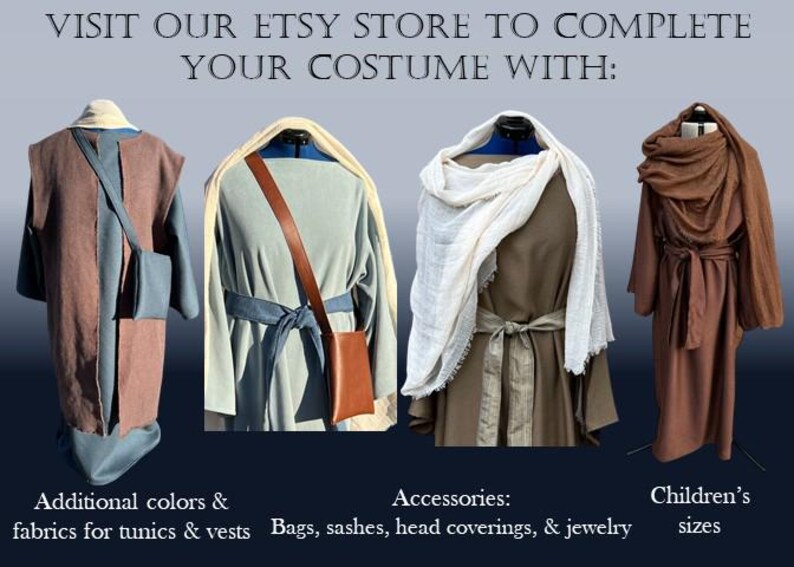 Linen Tunic & Vest (sash) the Chosen Unisex Adult Bible Times Costume ...