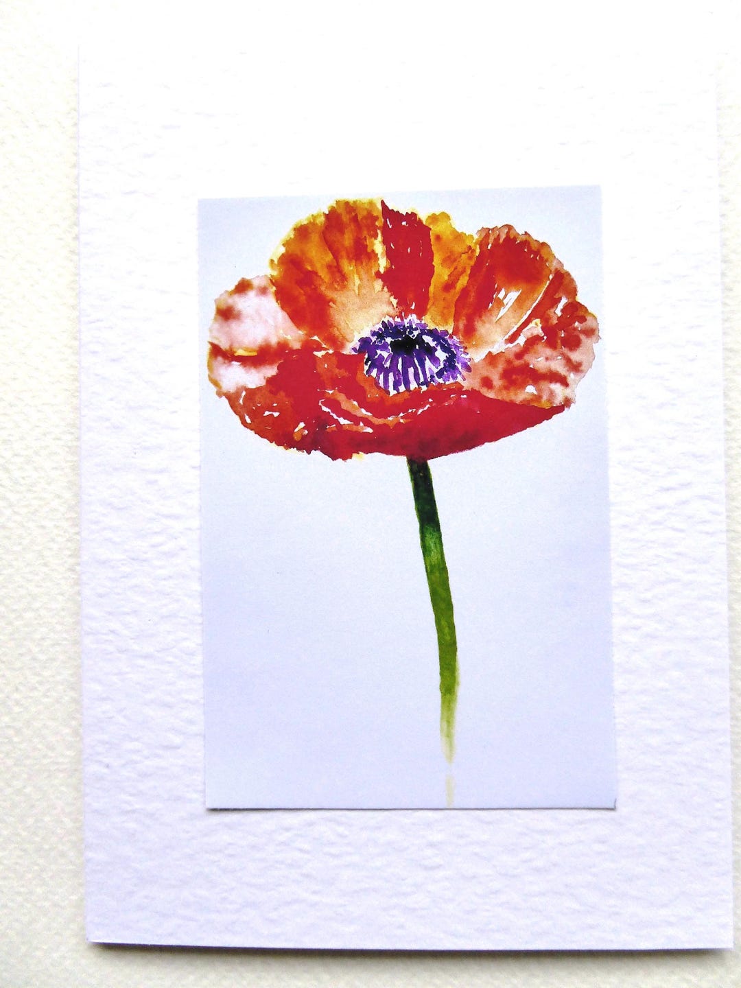 Handmade Poppy Greeting Card – Blank Floral Card From Original ...