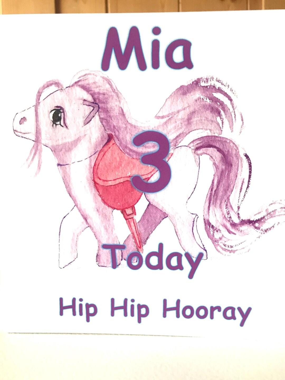 Pink Pony - a Personalised Girl’s Birthday Card - Handmade Watercolour ...