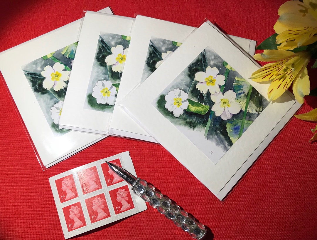 Handmade Primrose Watercolour Cards a Set of Four - Etsy