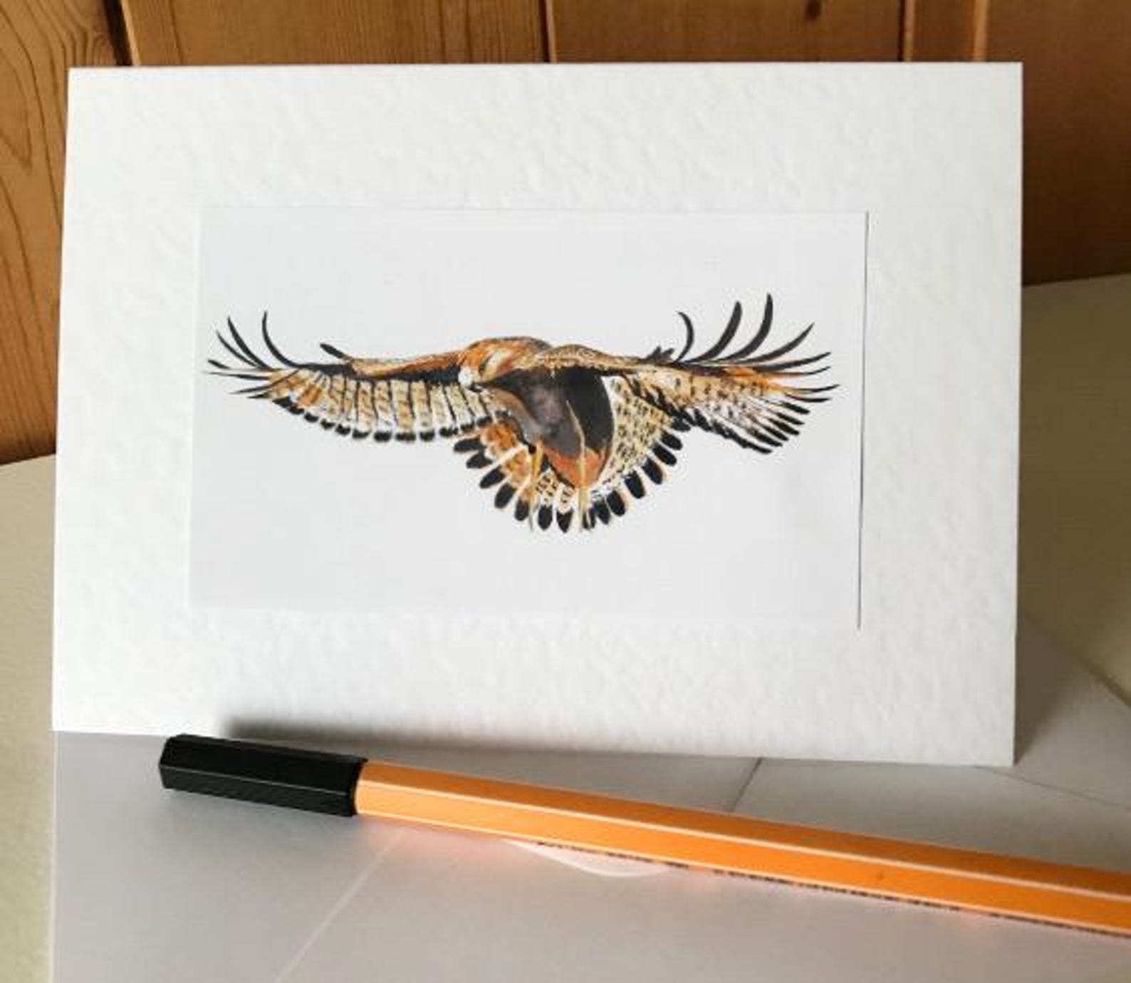 Golden Eagle Handmade Watercolour Card - Etsy UK