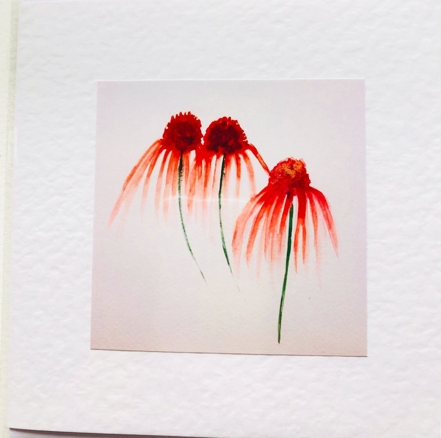 Handmade Watercolour Red Flower Card Set of 4 Floral Note Cards. - Etsy ...