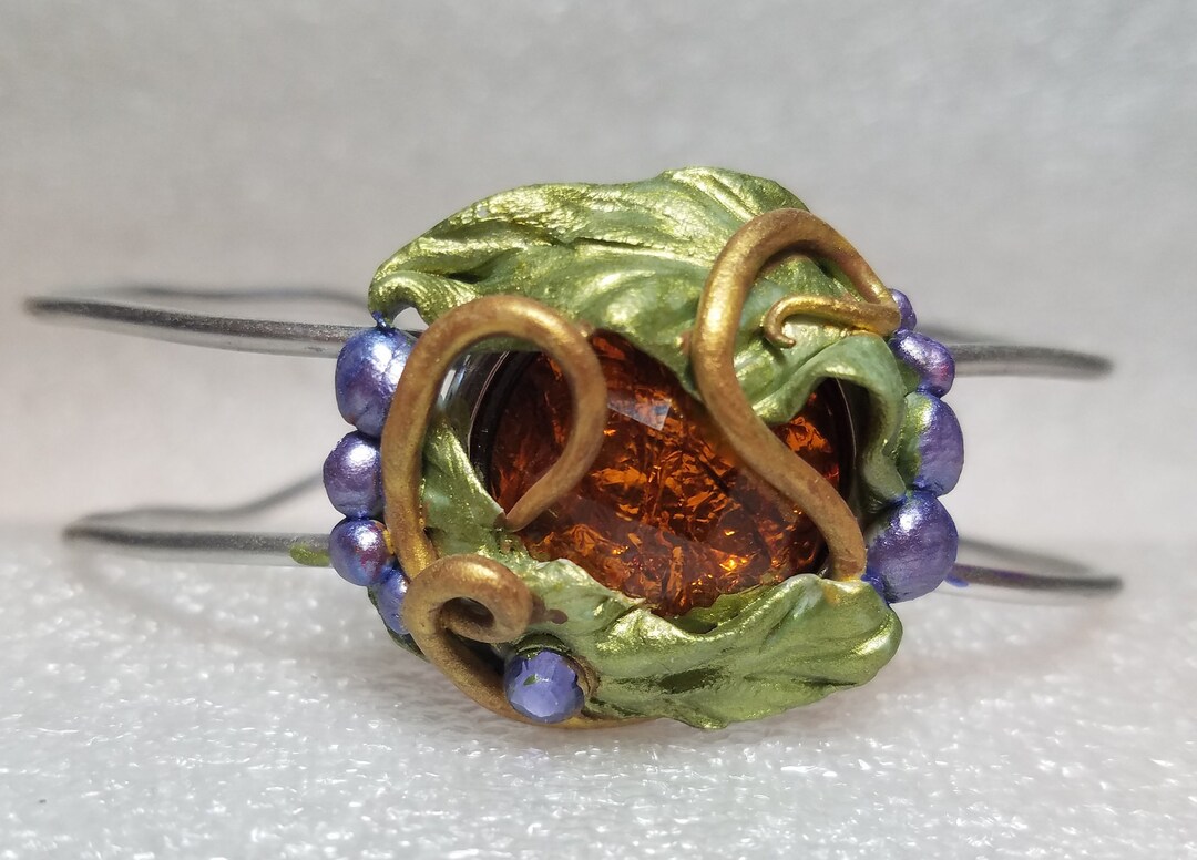 Magical Fantasy Jewelry Enchanted Garden Hand Sculpted Cuff Bracelet ...