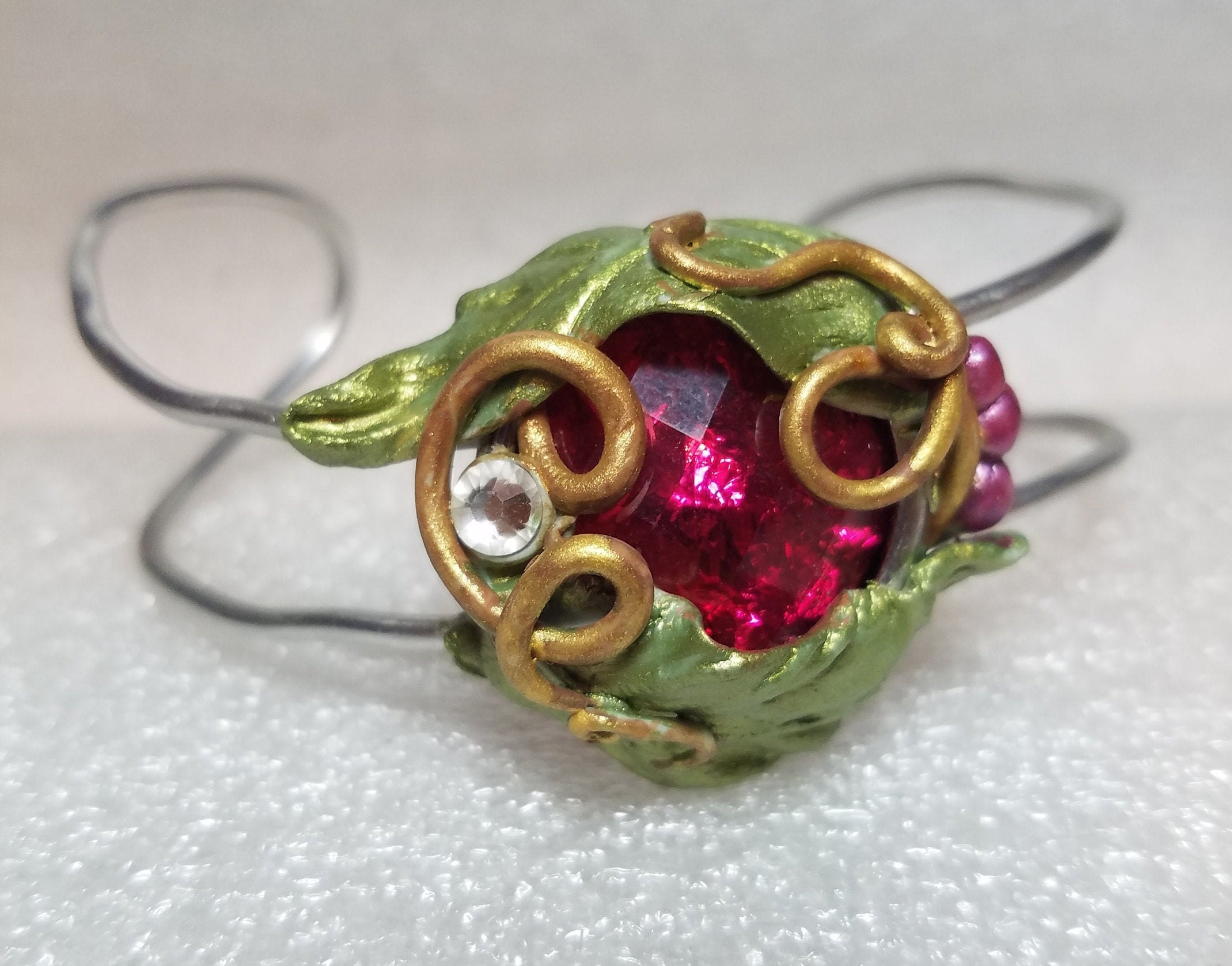 Magical Fantasy Jewelry Enchanted Garden Hand Sculpted Cuff Bracelet ...