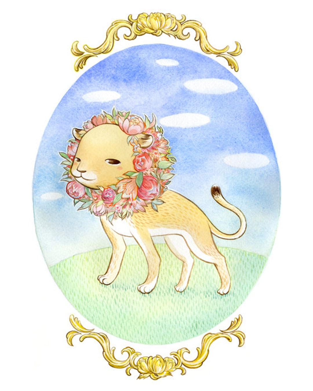 Art Print - "the Lioness" - 8x10 Spring Lion Illustration - Etsy