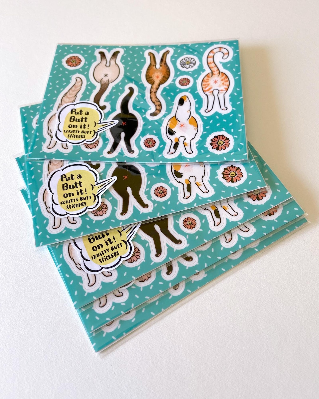 Stickers put a Butt on It Fun Cute Stationery Unique Kitty Cat Butt ...
