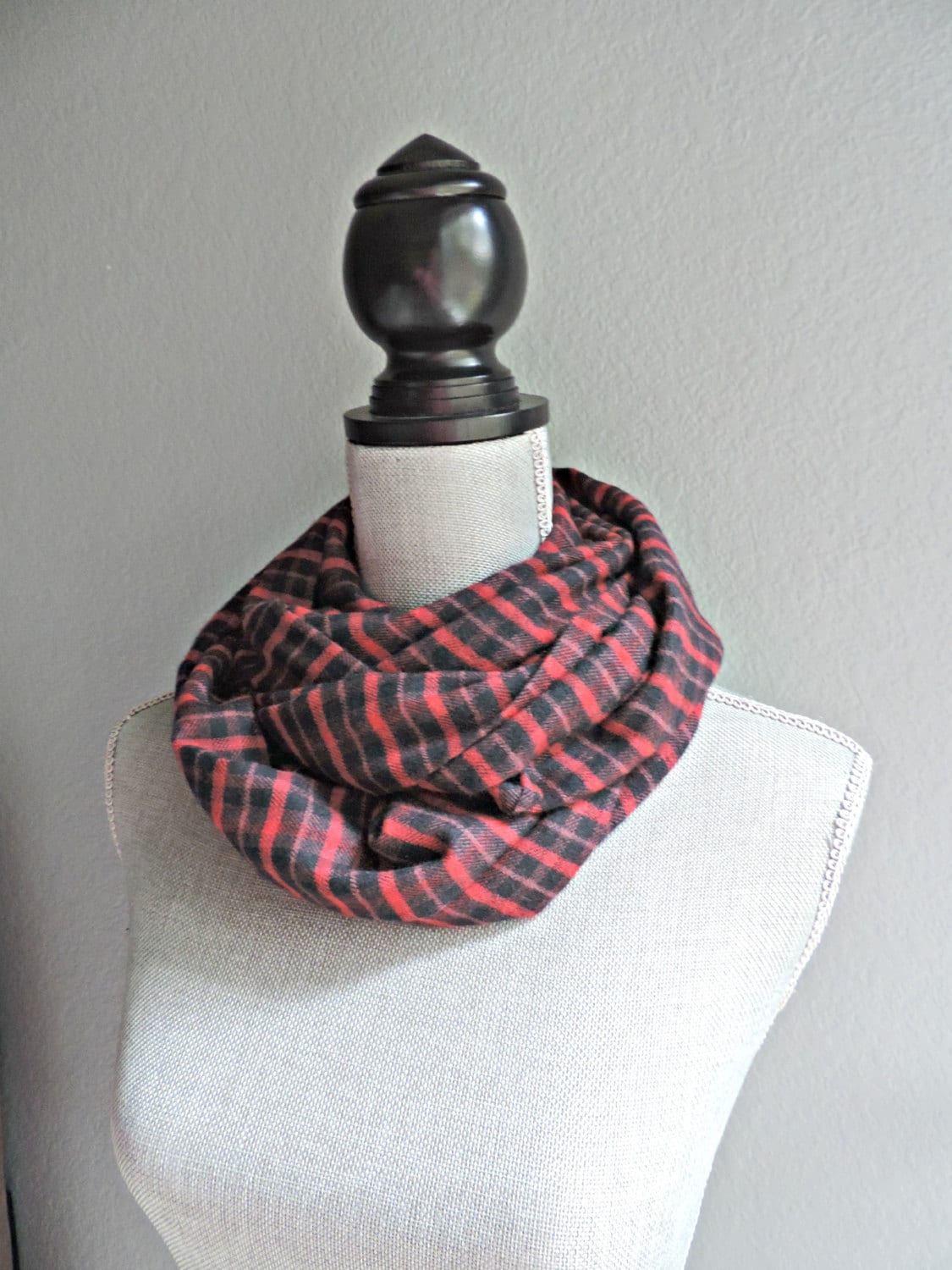 Red & Black Plaid Flannel Infinity Scarf - Etsy