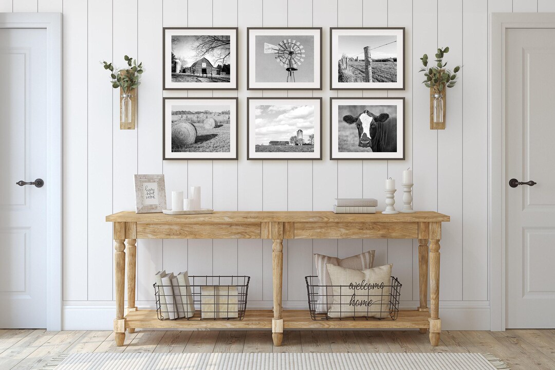 Black & White Modern Farmhouse Wall Art Print or Canvas Set. Rustic ...
