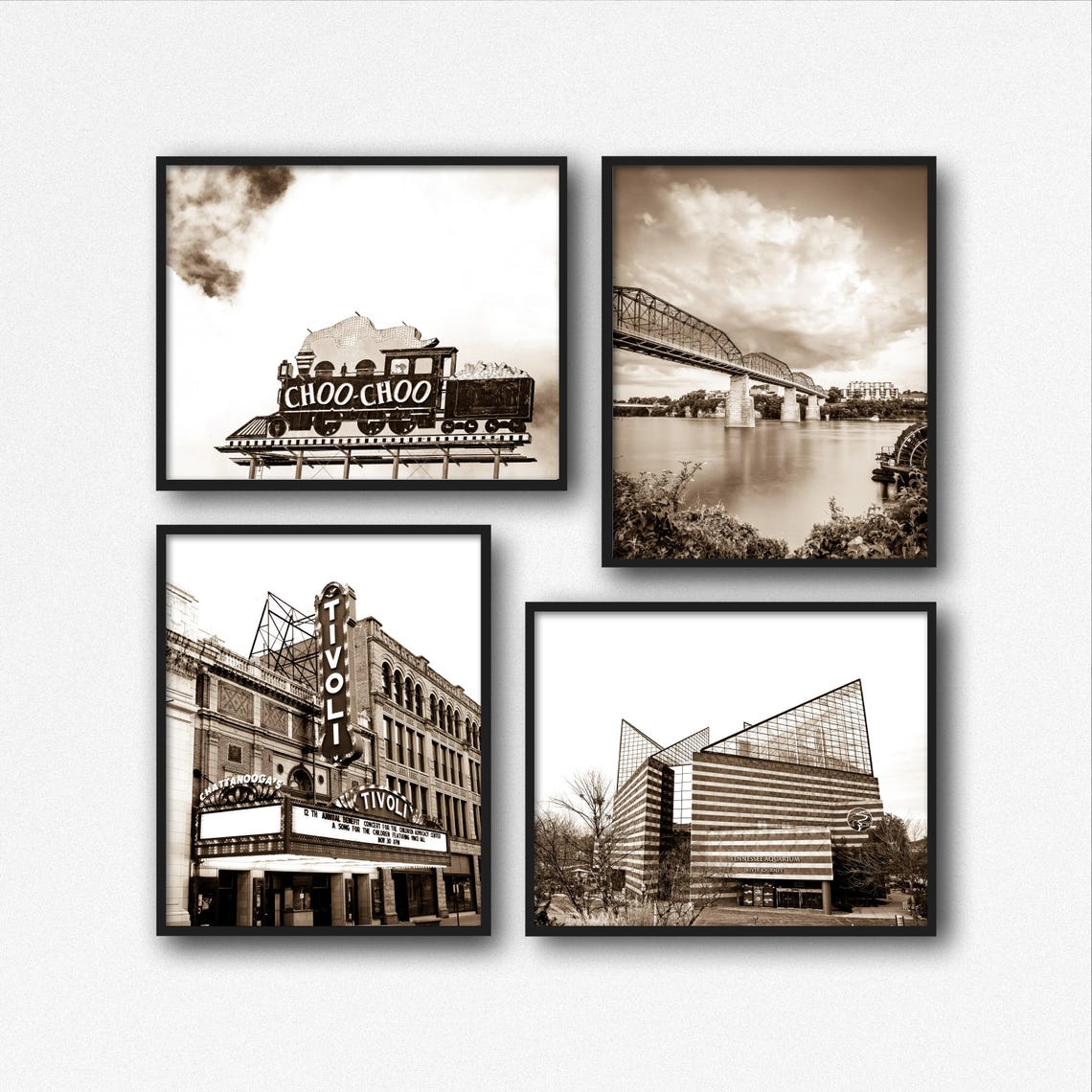 Chattanooga Photography Print Set, Chattanooga Wall Art, Black & White ...