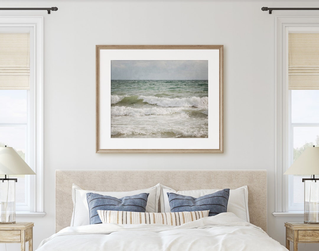 Rustic Beach Wall Art, Ocean Waves Print, Muted Coastal Wall Art, Muted ...