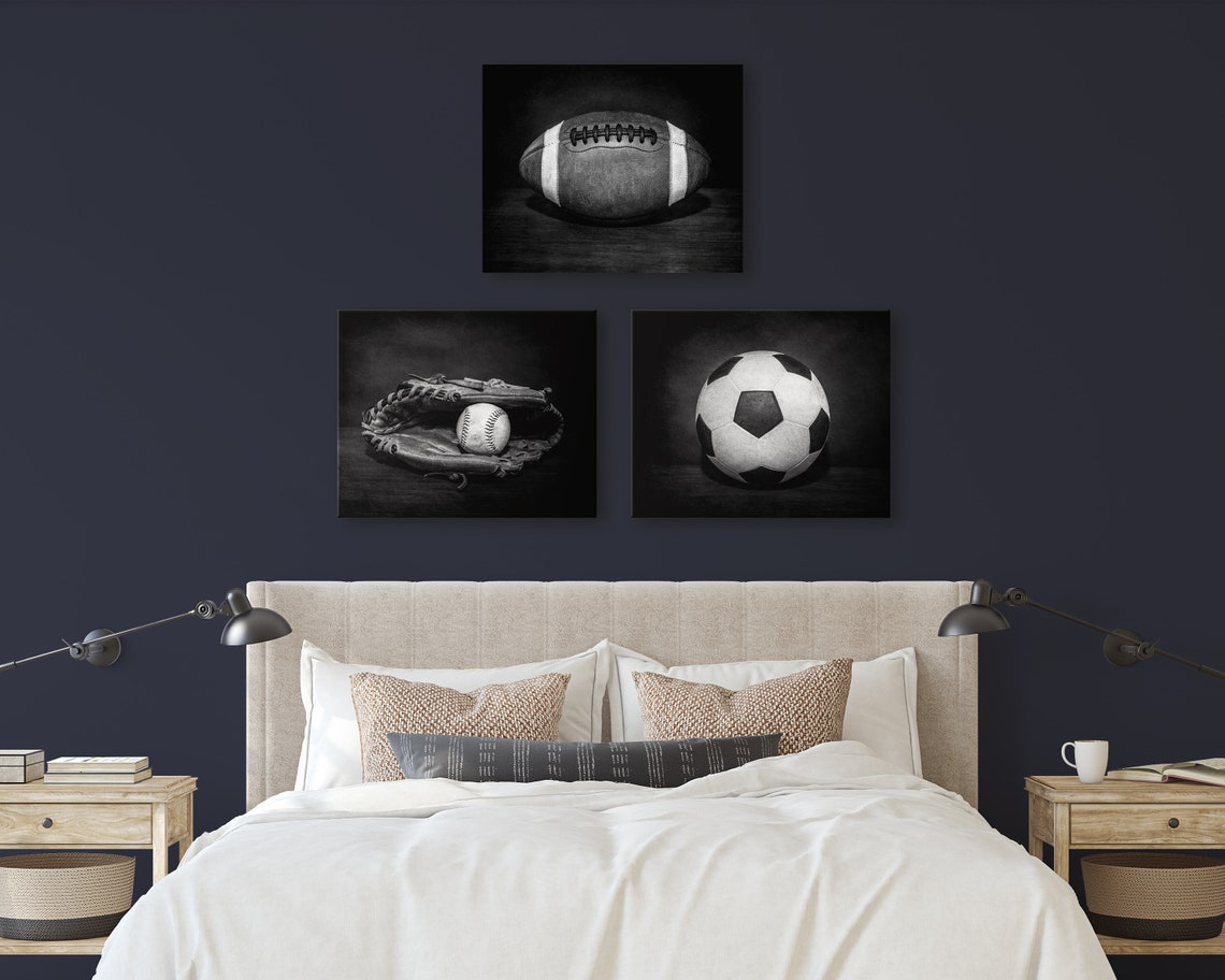 Black & White Sports Wall Art Prints. Sports Photography Print Set for ...
